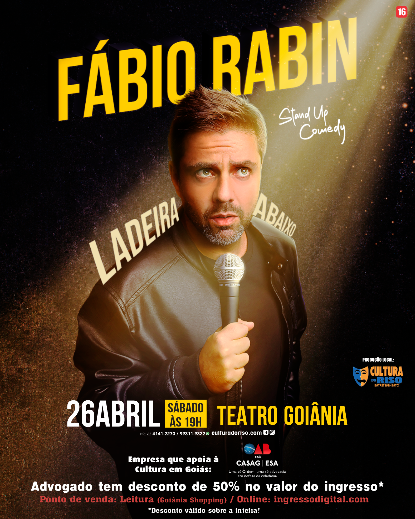 CASAG oferece descontos no Stand Up Ladeira Abaixo, de Fábio Rabin ...
